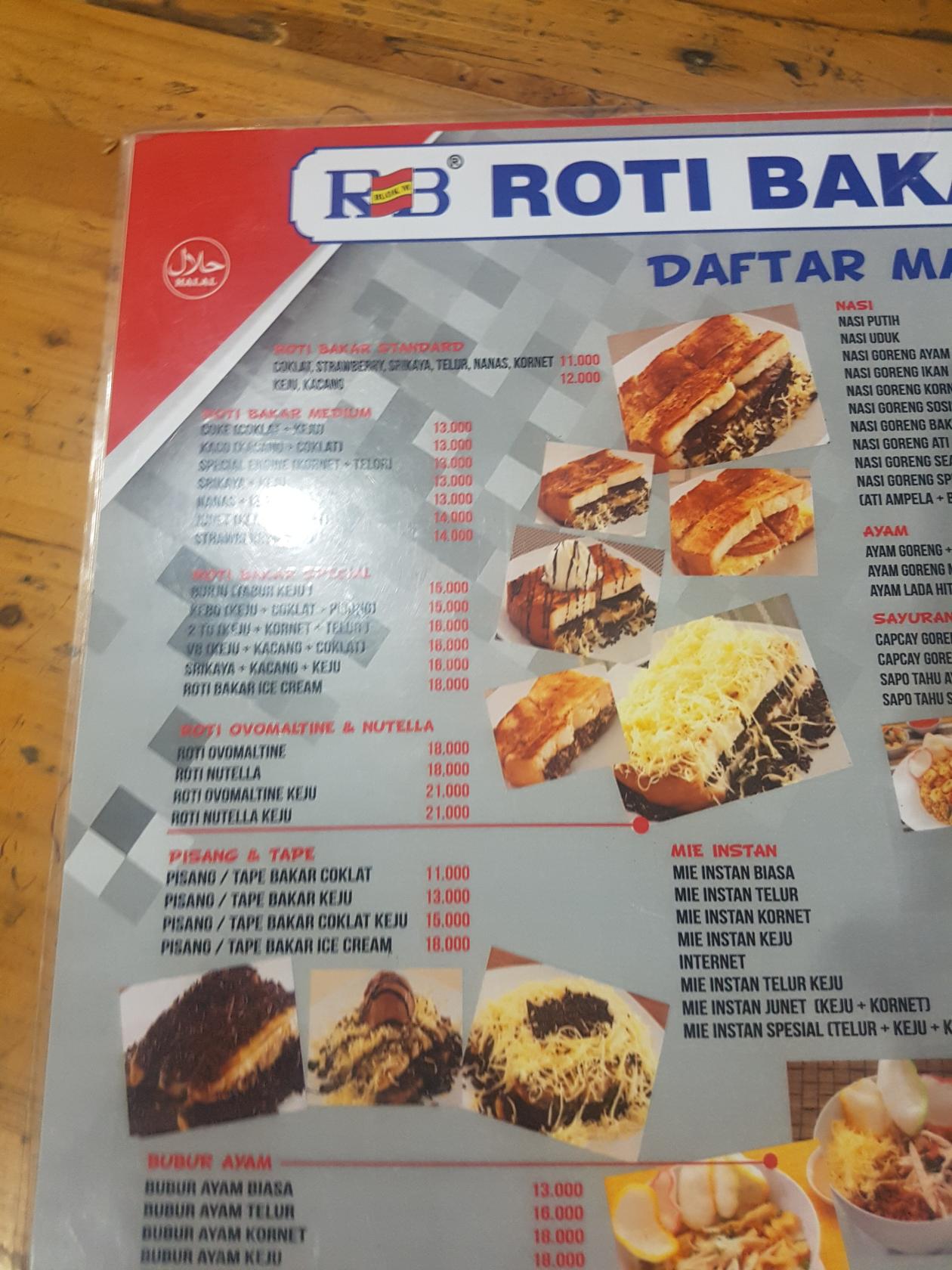 Menu at Roti Bakar Eddy - TMII cafe, East Jakarta, Jl. Raya Pd. Gede No.56A