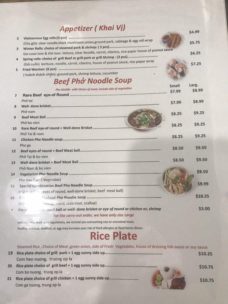 Menu at Pho Bowl restaurant, Horizon City
