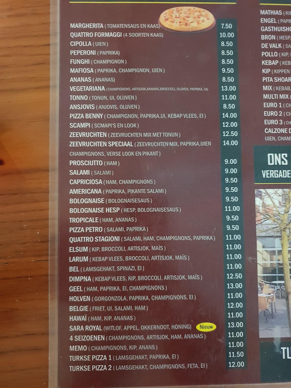 Menu at Euro Kebap Paleis, Geel