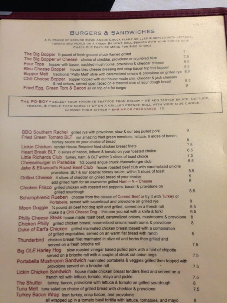 Menu at Sweetwater Cafe, Charleston, 801 Folly Rd