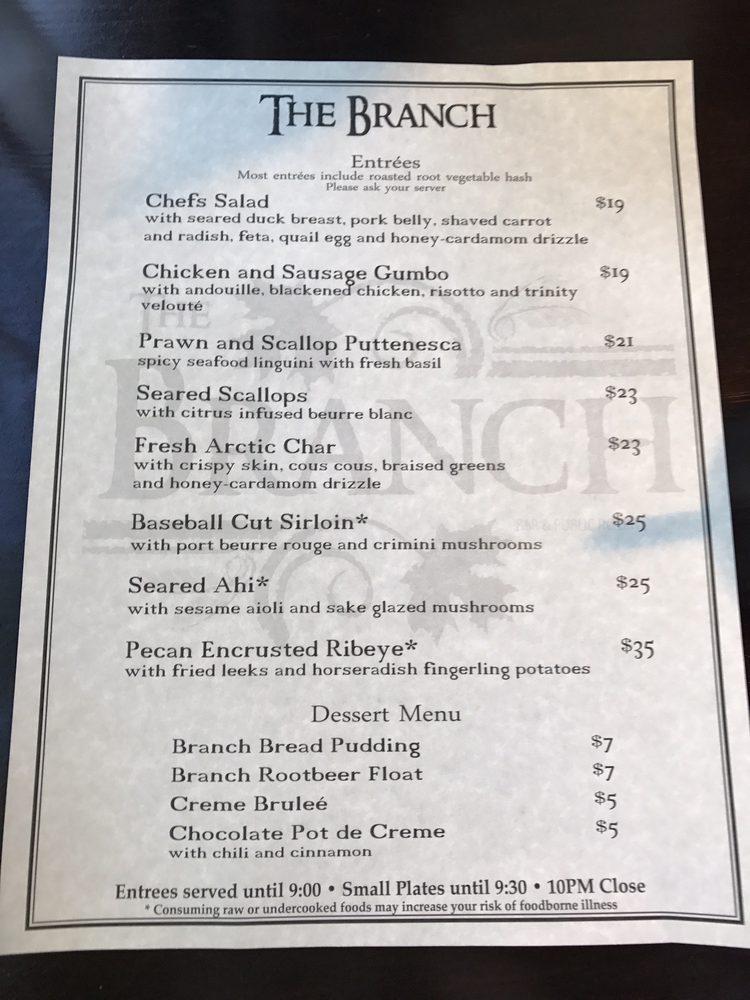 Menu at The Branch Bar & Public Room, Centralia