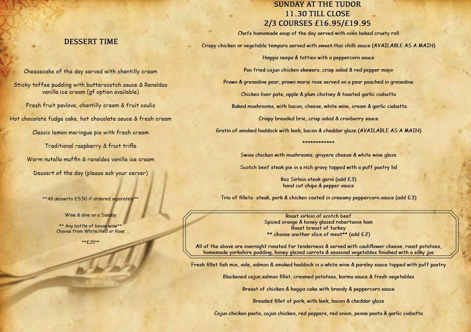 Menu at Tudor pub & bar, Ayr