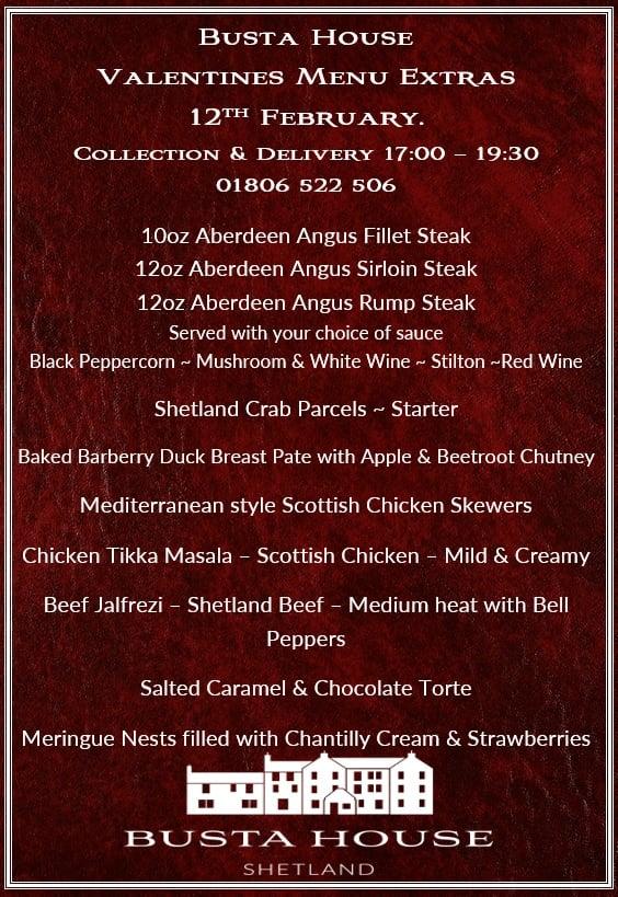 Menu at Busta House Hotel restaurant, Brae
