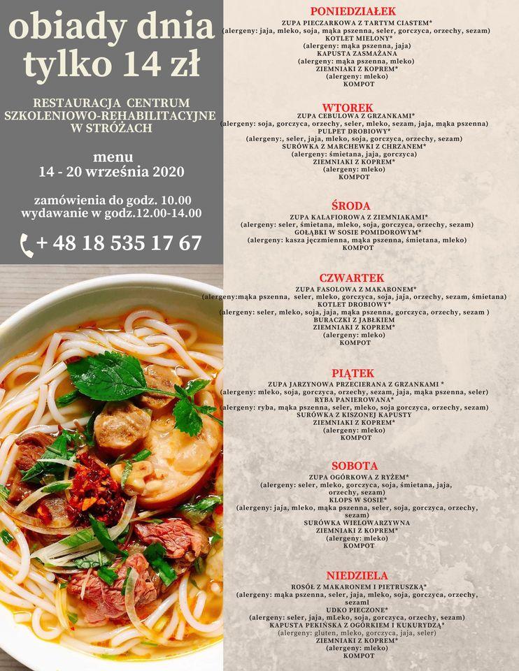 Menu at Restauracja Centrum Szkoleniowo - Rehabilitacyjne pub & bar, Stróże