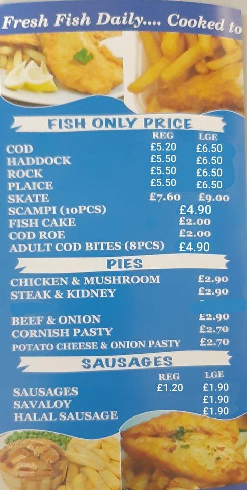 Menu at Echo's Fish & Chips restaurant, Gravesend