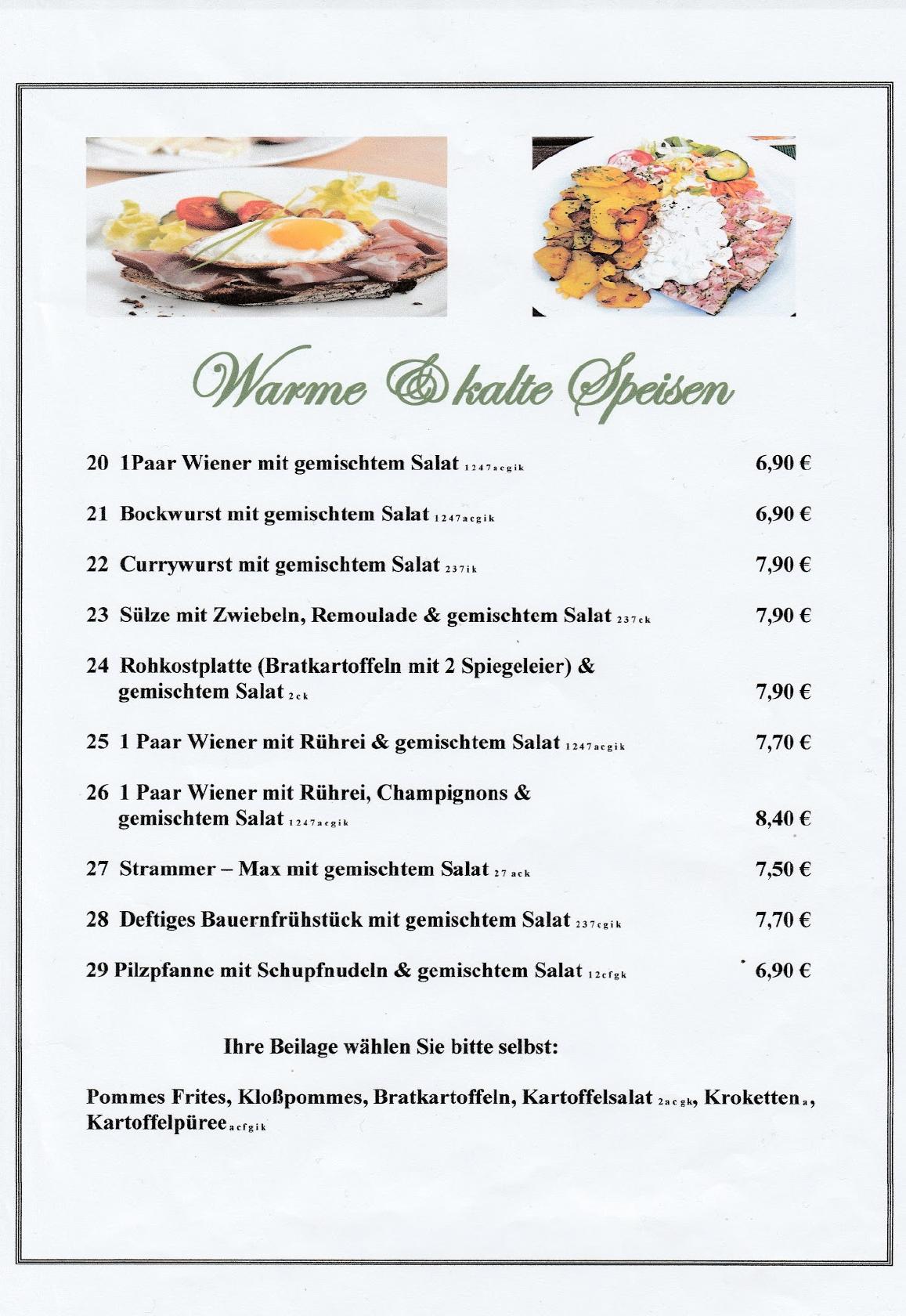 Menu at Grüner Baum restaurant, Zeulenroda-Triebes