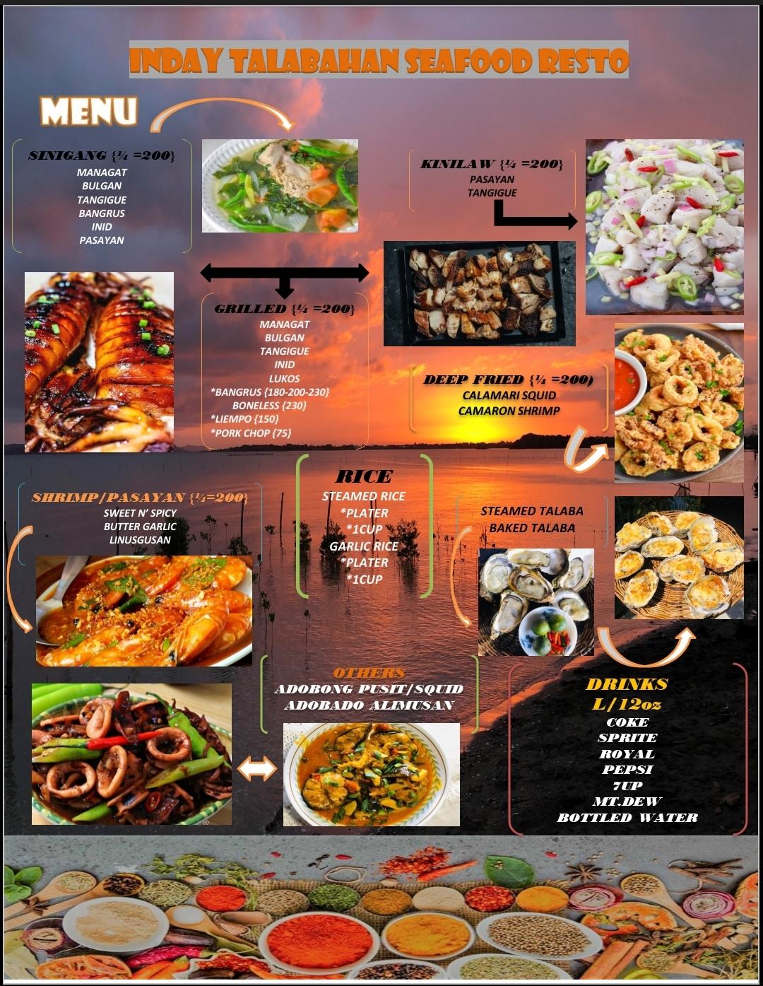 Menu at INDAY TALABAHAN & SEAFOODS restaurant, Dumangas