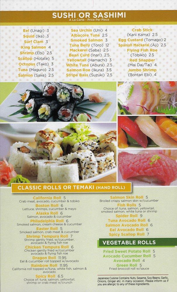 Menu at Kiku Japanese Steakhouse & Sushi Bar, Middletown