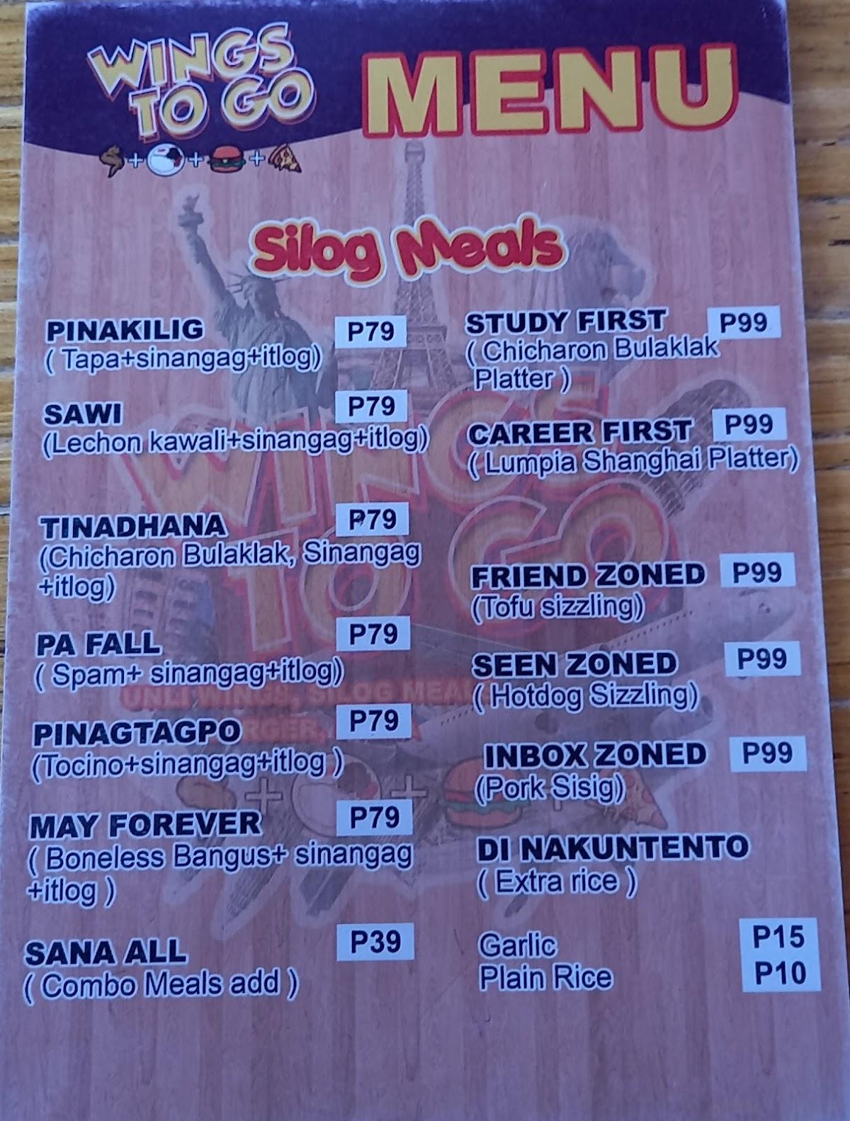 Menu at Wings To Go - Tanza, Cavite restaurant, Tanza