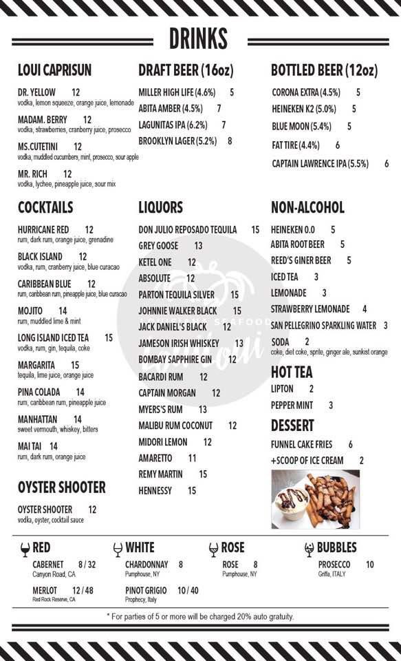 Menu at Cap't Loui Brooklyn _ Cajun seafood boil pub & bar, New York ...