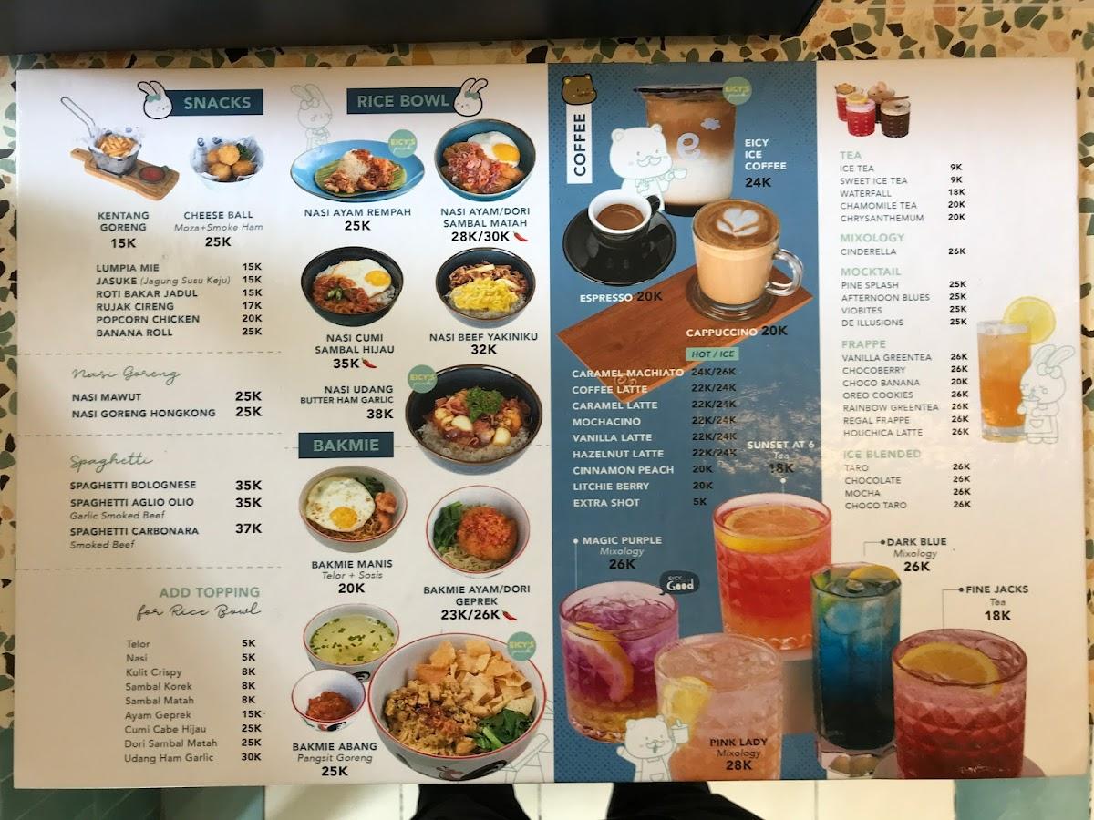 Carta de Eicy Cafe, Surabaya