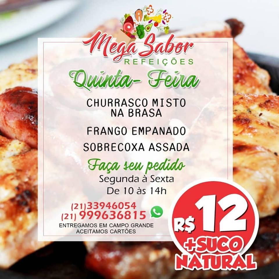 Carta del restaurante Mega Sabor Refeições Delivery, Rio del Janeiro