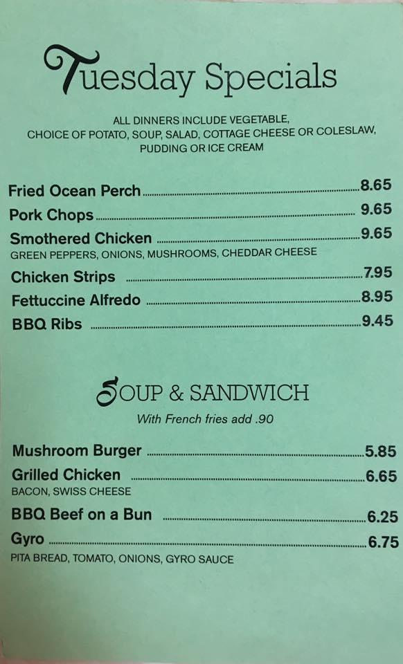 Menu at Nora's Restaurant, Horicon