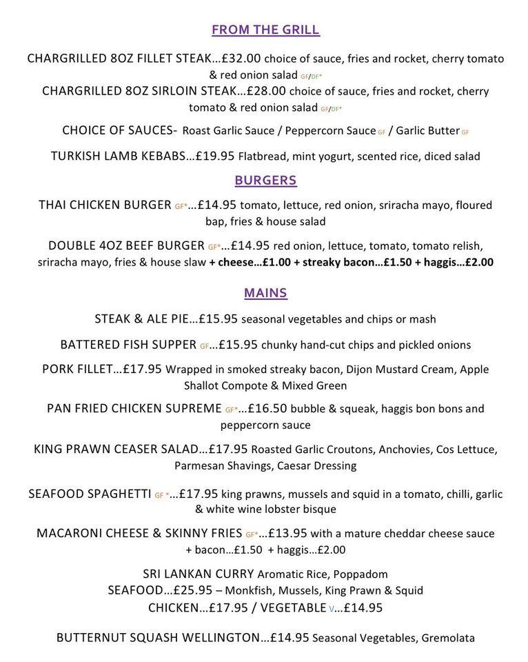 Menu at The Auldhouse Arms Bar, Glasgow