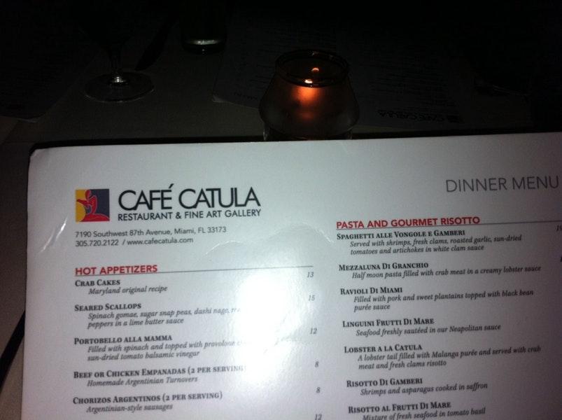 Menu at Café Catula pub & bar, Miami