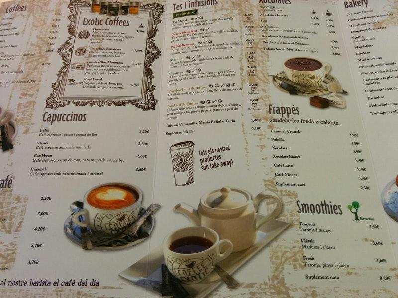 Menu at Ingredients: cafè cafeteria, Barcelona, C.C. Glòries
