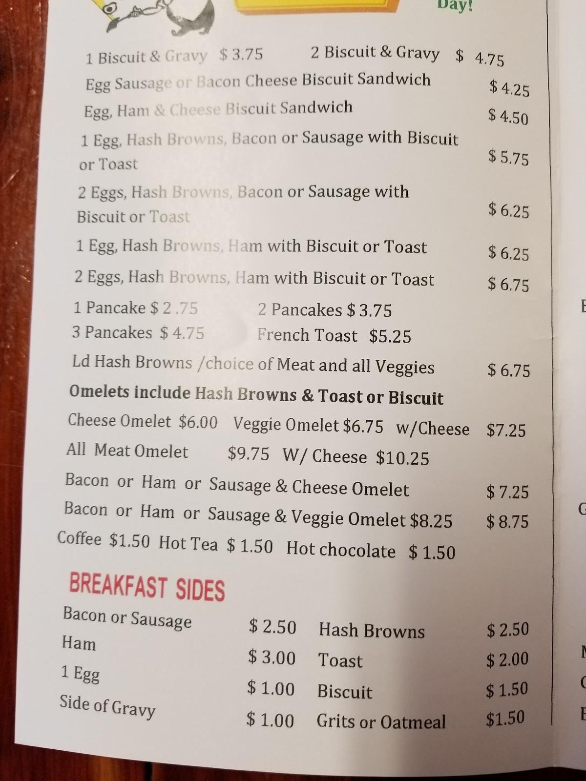 Menu at Log Cabin Cafe, Ridgedale, Ridgedale Rd