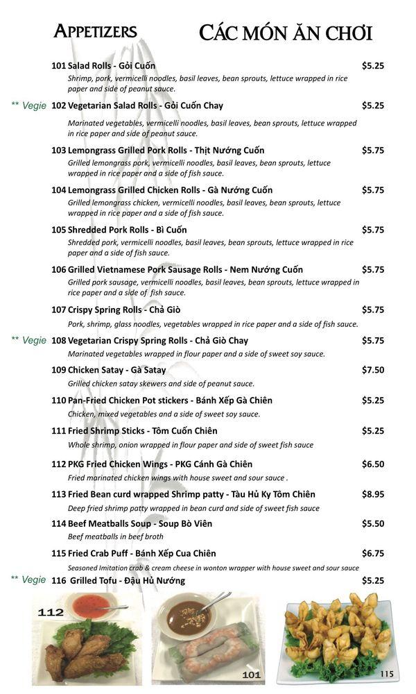 Menu at Phở King Good restaurant, Beaverton