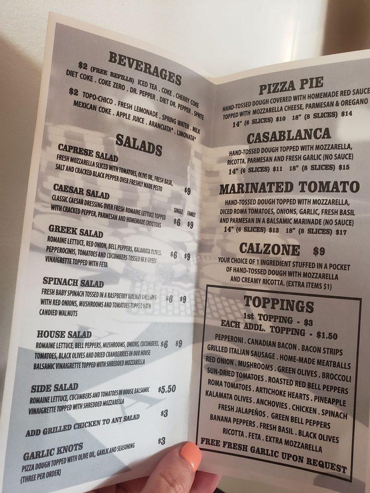 Menu at Rounders Pizzeria, Jonestown