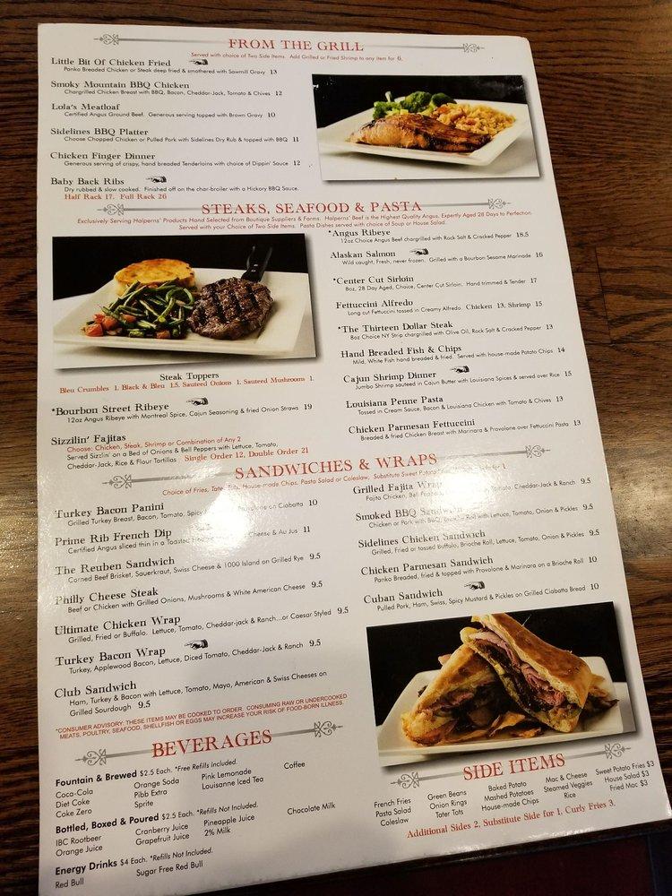 Menu at Sidelines Grille pub & bar, Woodstock, 300 Village Center Dr