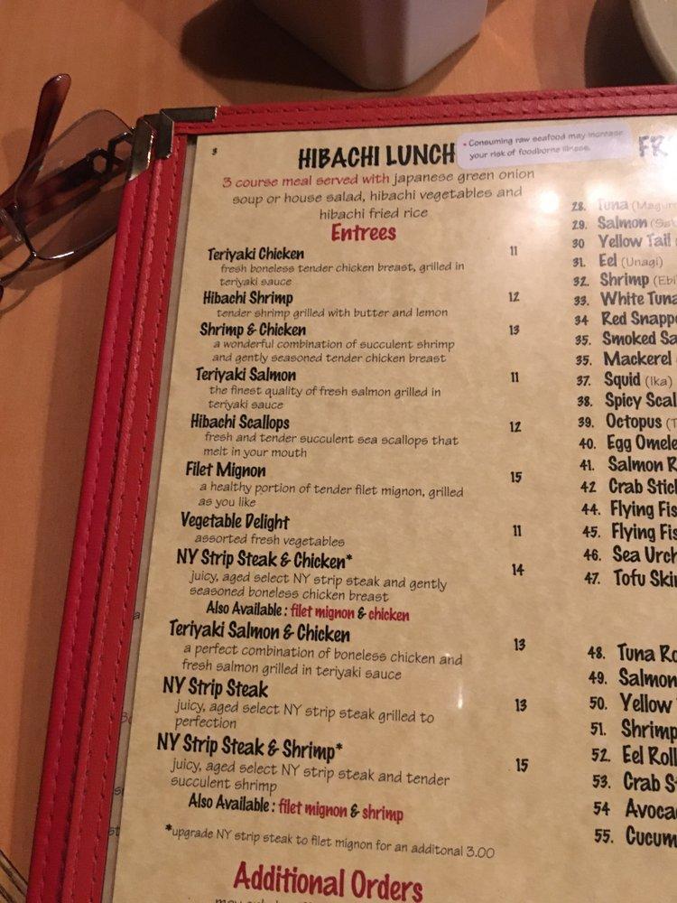 Menu at Yokoso Japanese Steak House restaurant, Homestead