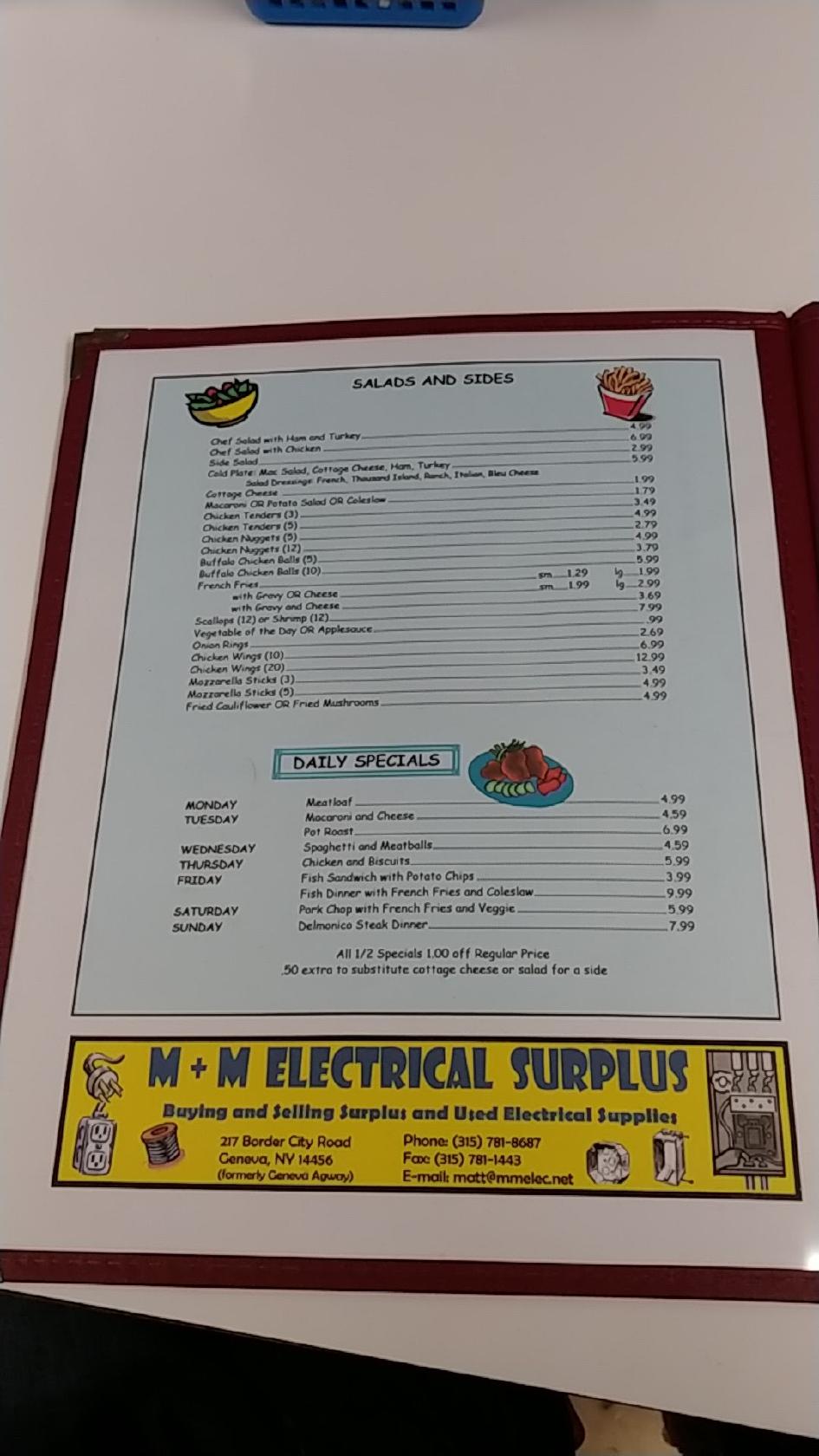 Menu at 104 Store restaurant, Red Creek