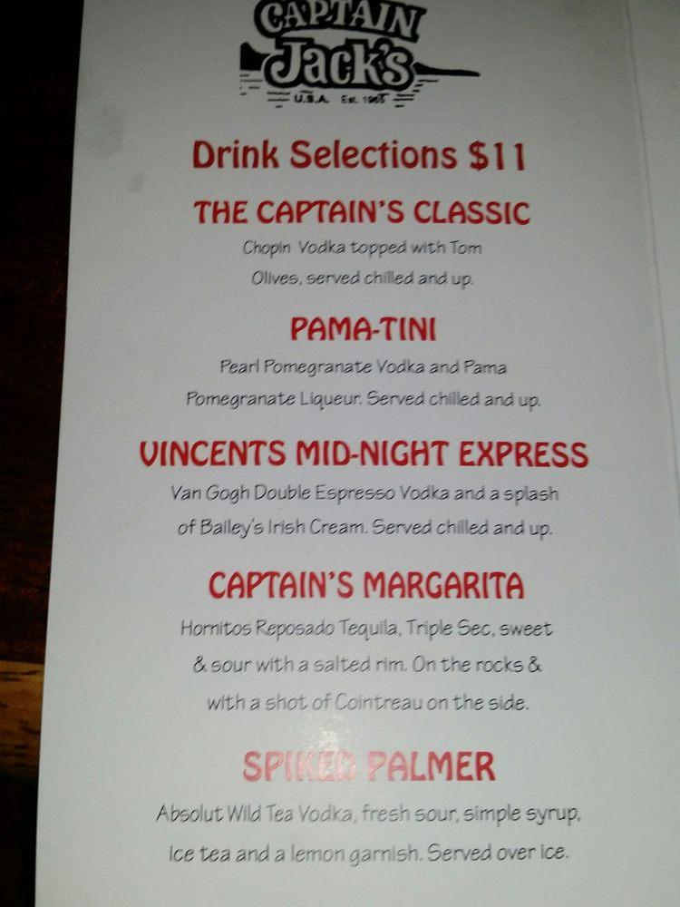 Menu at Captain Jack's pub & bar, Long Beach
