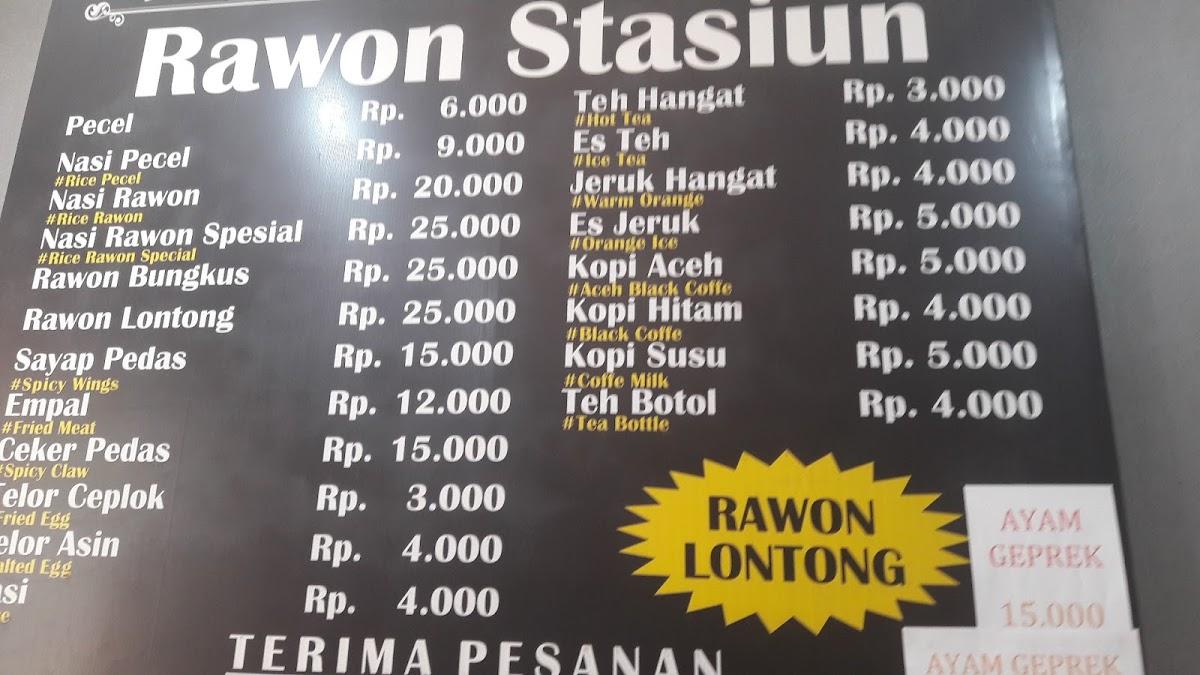 Menu at Kuliner rawon stasiun restaurant, Malang
