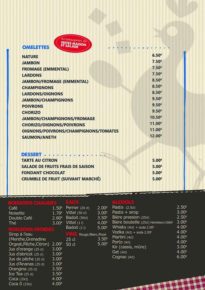 Menu at La Table D'Emma restaurant, Montpellier