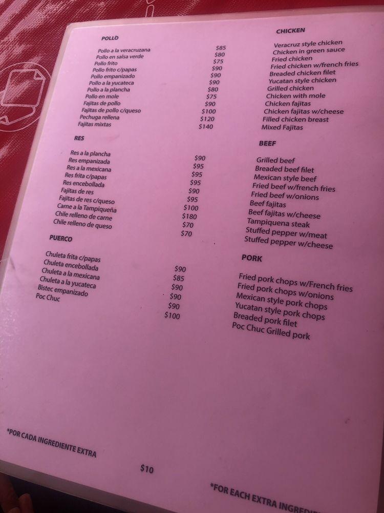 Menu at Loncheria Alexia y Geovanny restaurant, Isla Mujeres