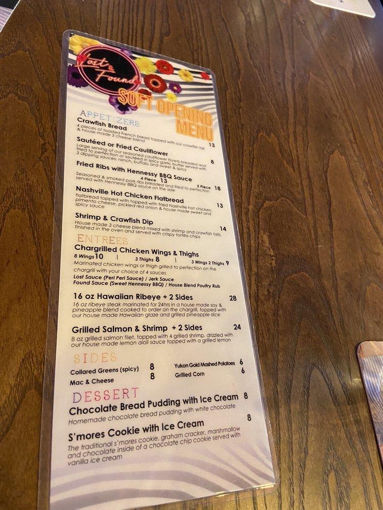 Menu at Lost & Found pub & bar, Houston