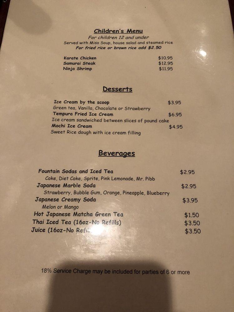 Menu at Ojiya Japanese Steakhouse & Sushi Bar, Chico