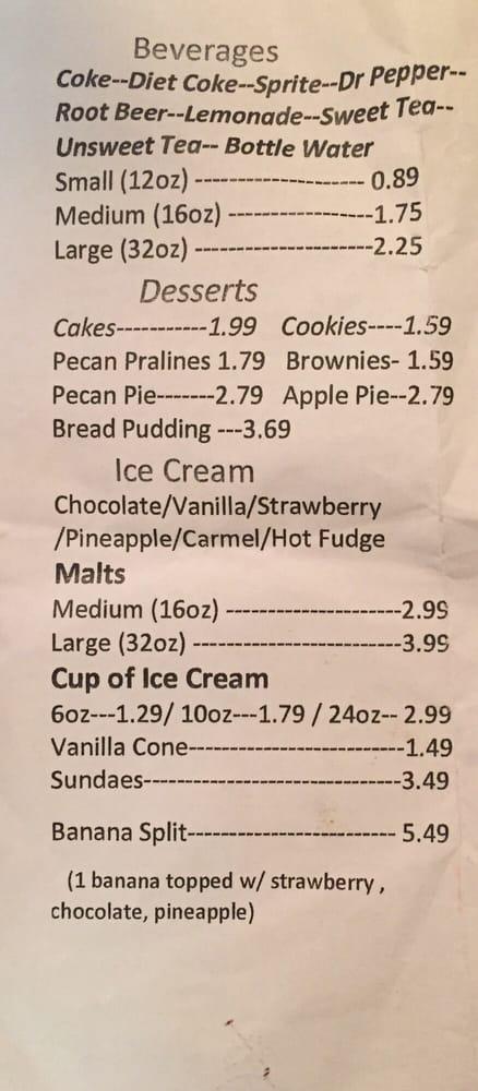 Menu at A-Bear's Kountry Kitchen restaurant, New Iberia