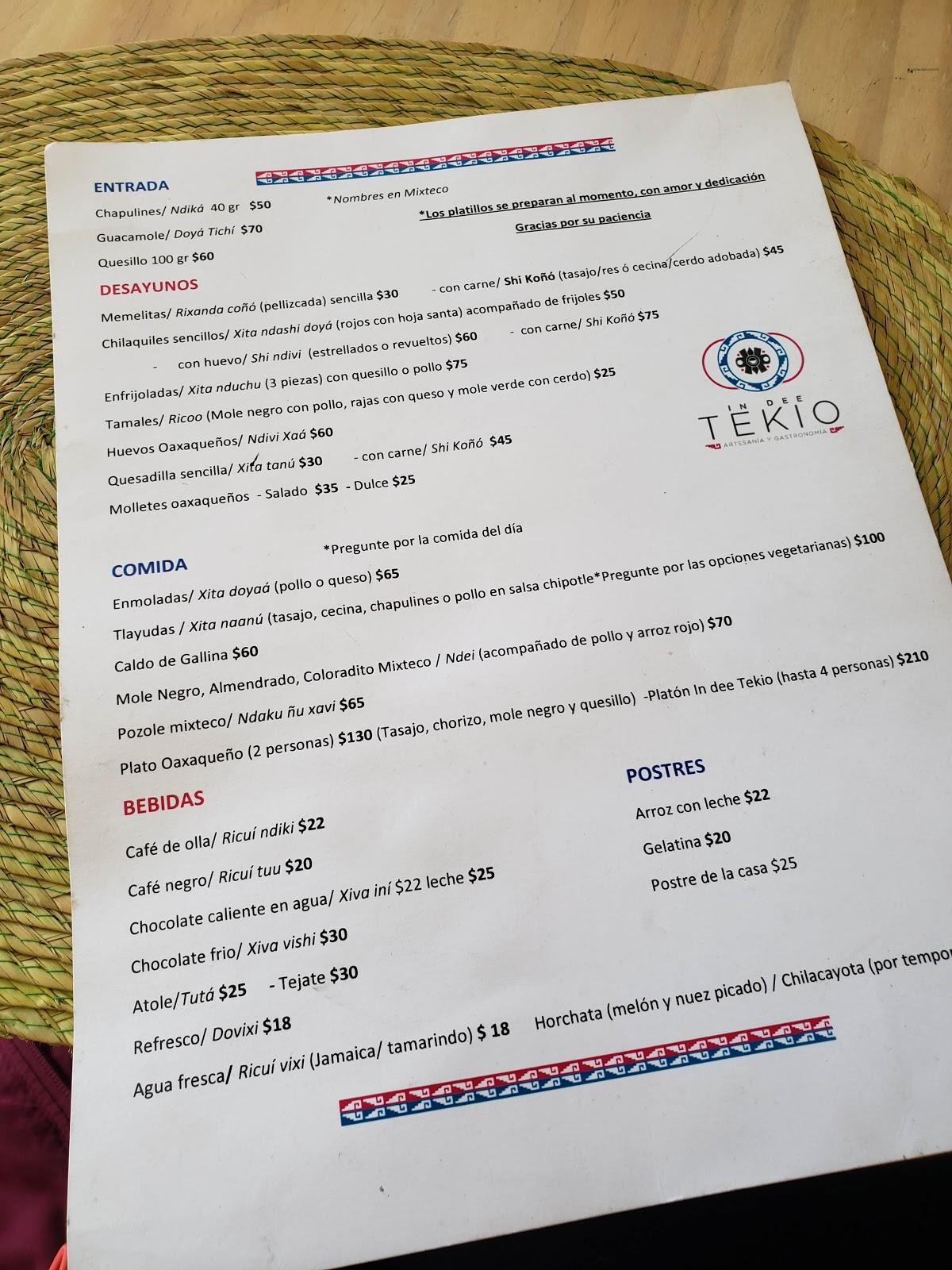 Carta del restaurante Alma Mixteca Comida Oaxaqueña Galeria, Guadalajara