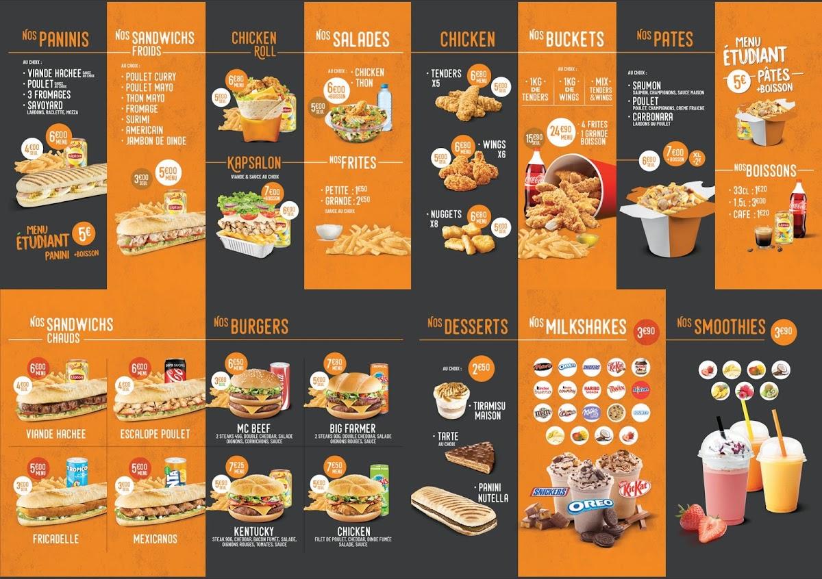 Menu at Best Tacos restaurant, Lille