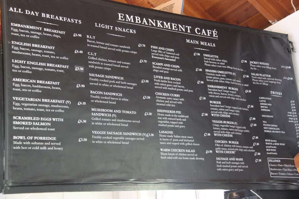 Menu at Embankment Bistro Café cafe, London