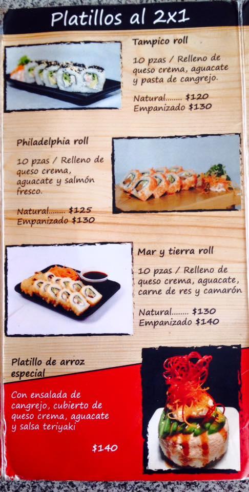 Carta de La postal sushi y teriyaki, Rosarito