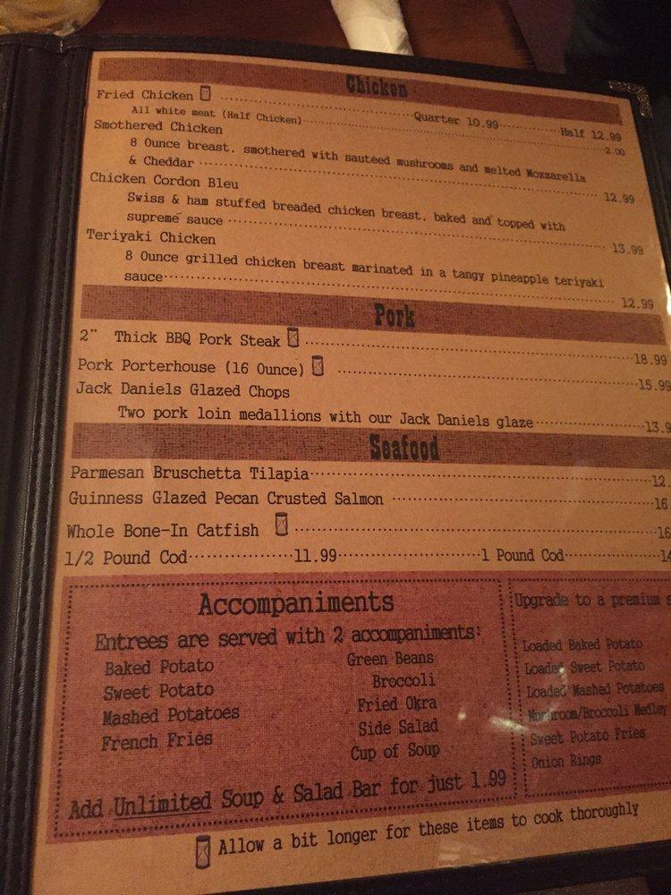 Menu at Mascoutah Steak House steakhouse, Mascoutah, Mc Kinley St