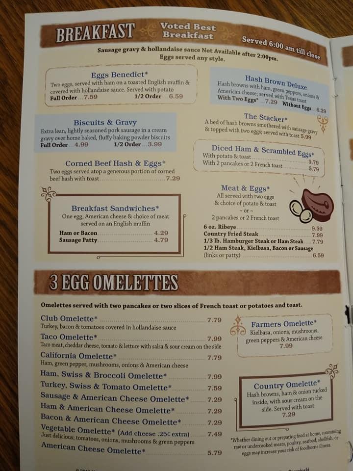 Menu at Misty's Menu restaurant, Wisconsin Rapids