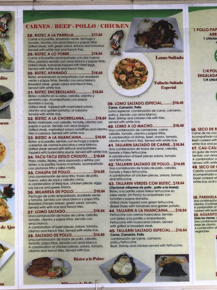 Menu at Parrilla's Cholito restaurant, Downey