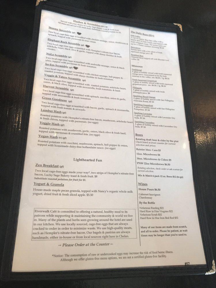 Menu at Riverwalk Inn & Cafe, Chelan