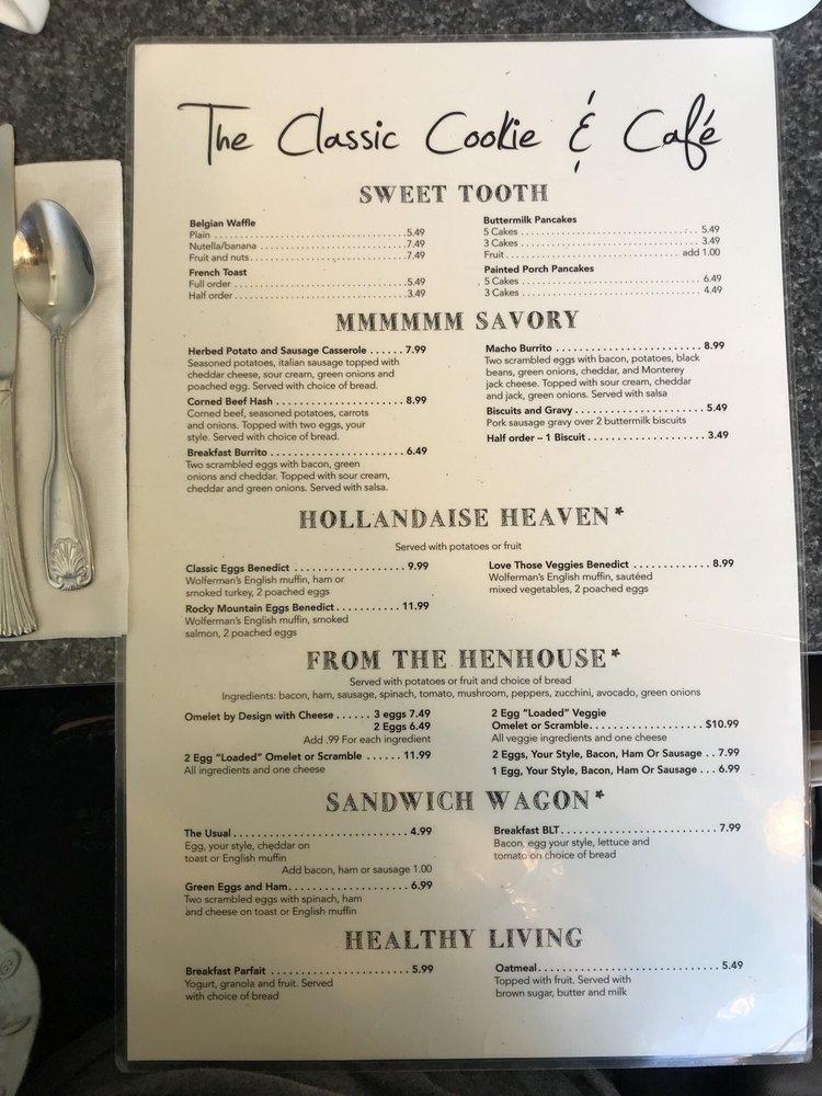 Menu at The Classic Cookie & Cafe, Kansas City