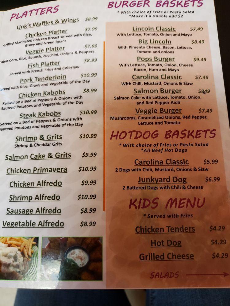 Menu at Zhay's restaurant, Lincolnton, 101 Court Square