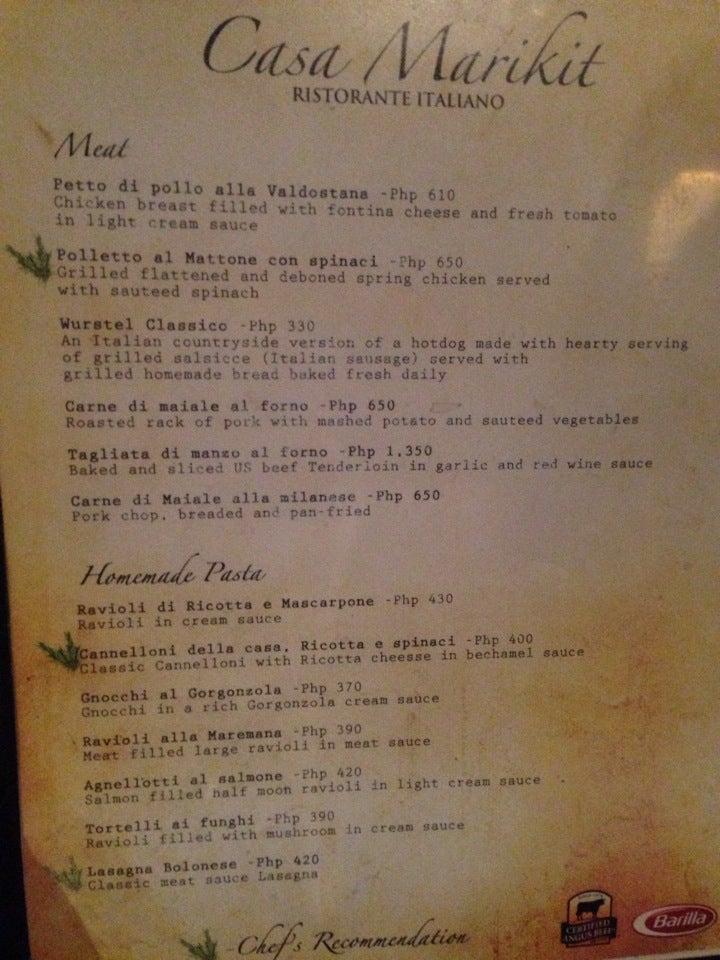 Menu at Casa Marikit restaurant, Lipa, W4VC+89X