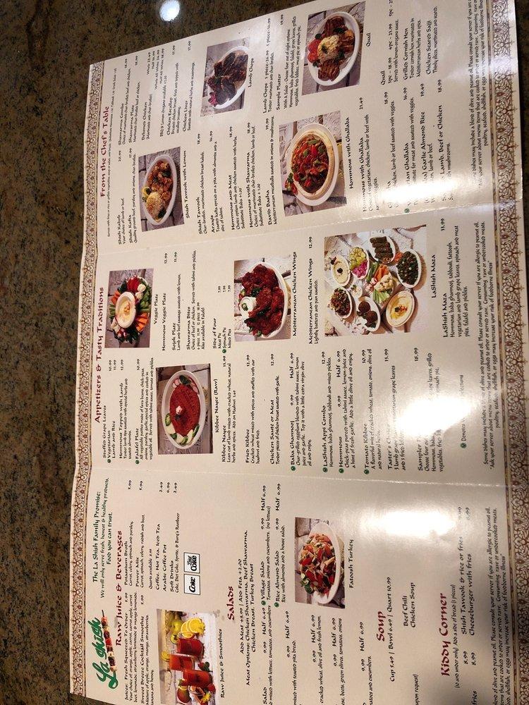 Menu at La Shish restaurant, Dearborn, 12918 Michigan Ave
