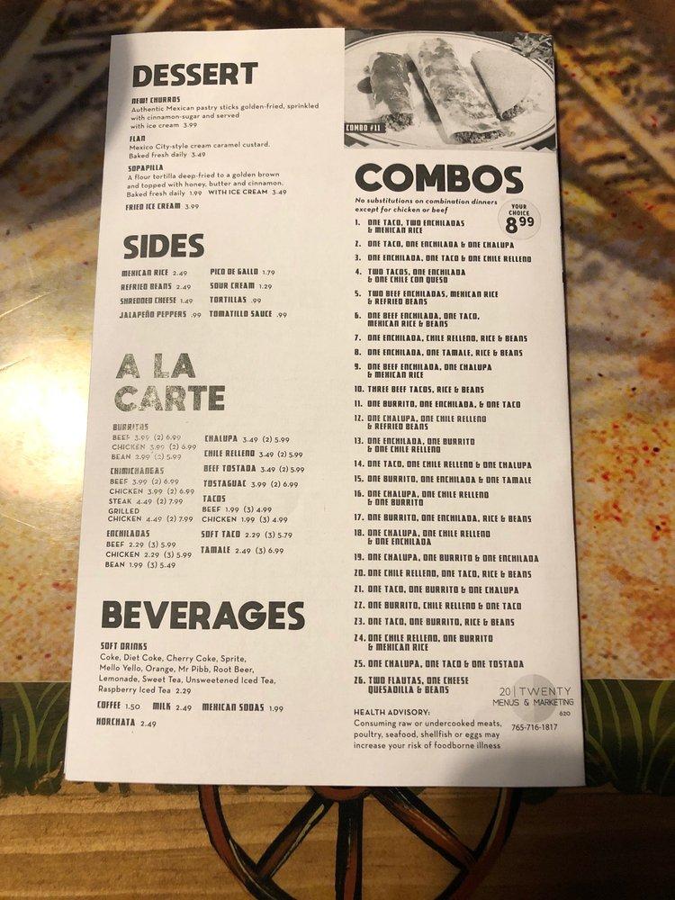 Menu at Mi Pueblo Mexican Restaurant, Wabash, 810 Cass St