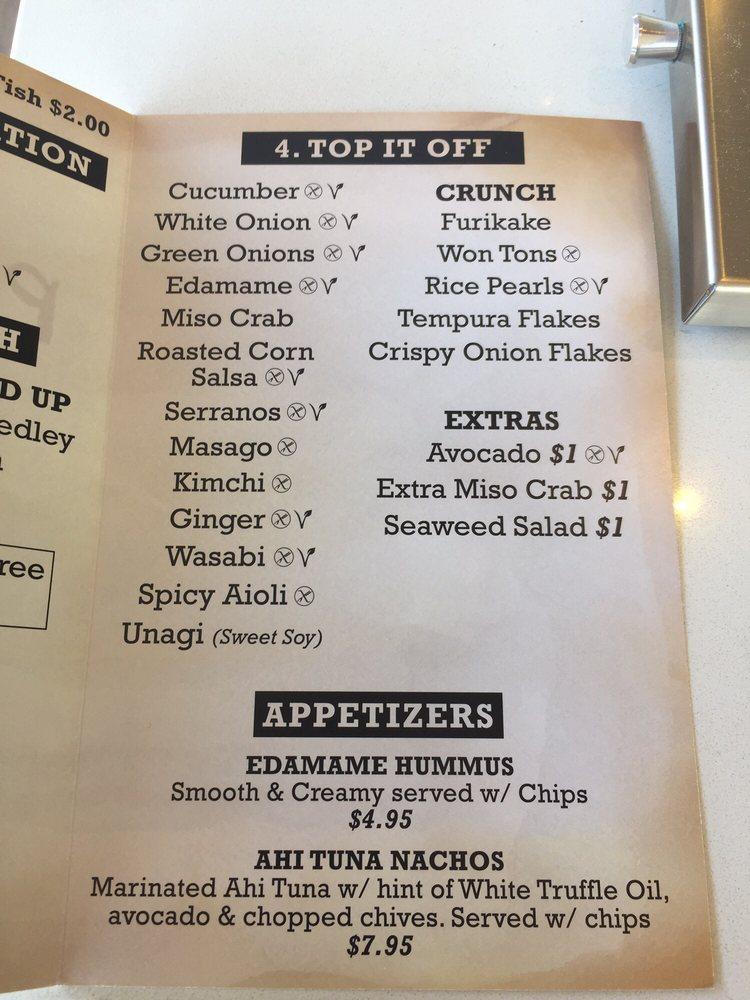Menu at Poke Poke Fish Bar, Santa Clara