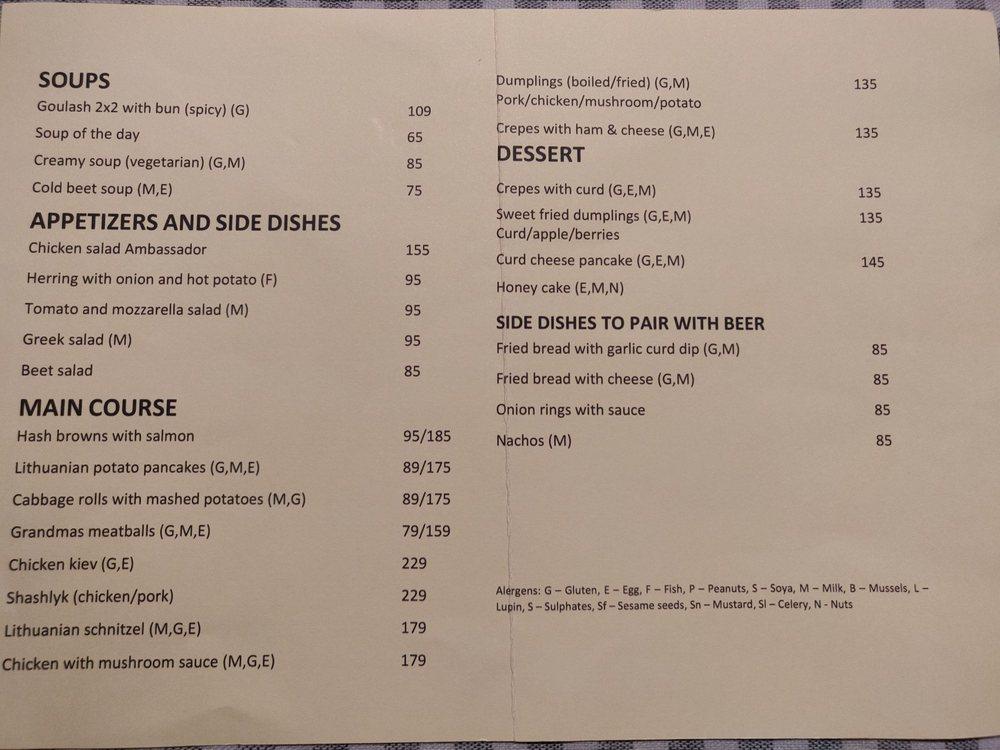 Menu at 2x2 restaurant, Bergen