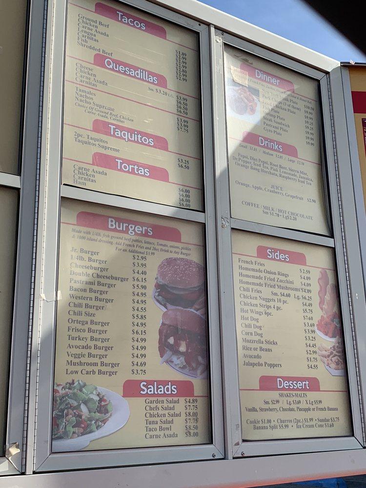 Menu at Andy's #5 restaurant, Coachella