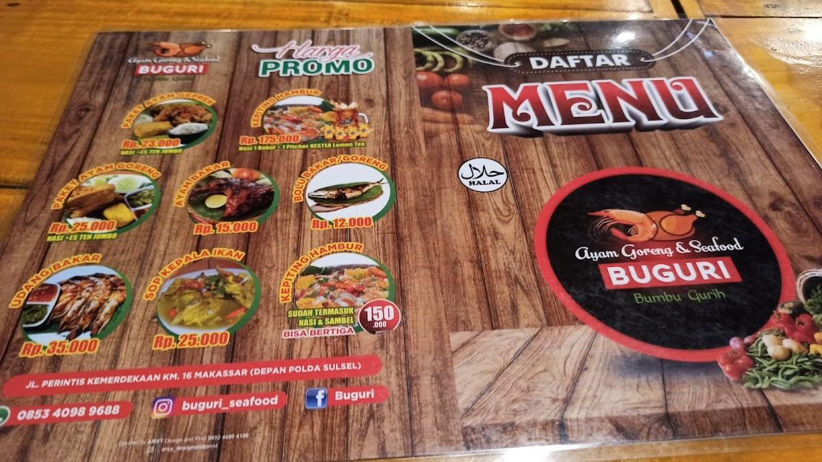 Menu at Ayam Goreng & Seafood BUGURI Tamalanrea restaurant, Makassar